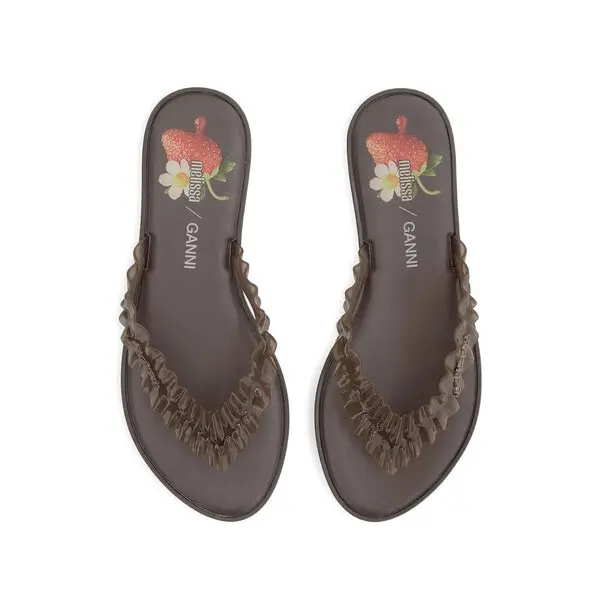 GANNI Semi-transparent Ruffled Strap Flip-flops