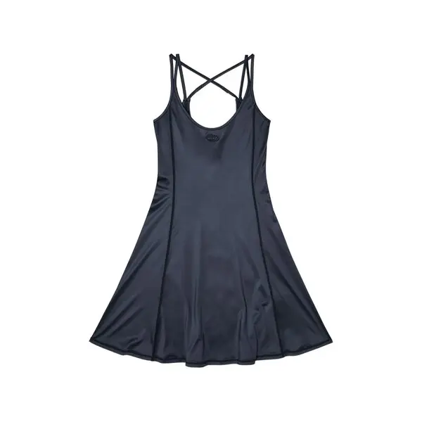DIESEL® Grey Spaghetti Strap Flared Dress With Oval D Embroidery - Gray
