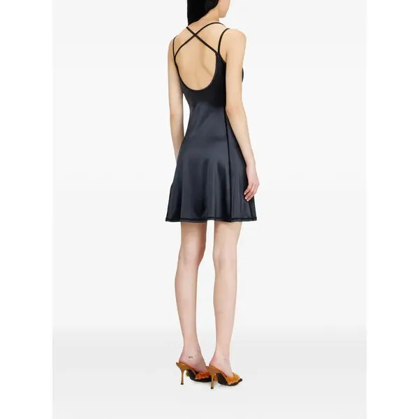 DIESEL® Grey Spaghetti Strap Flared Dress With Oval D Embroidery - Gray