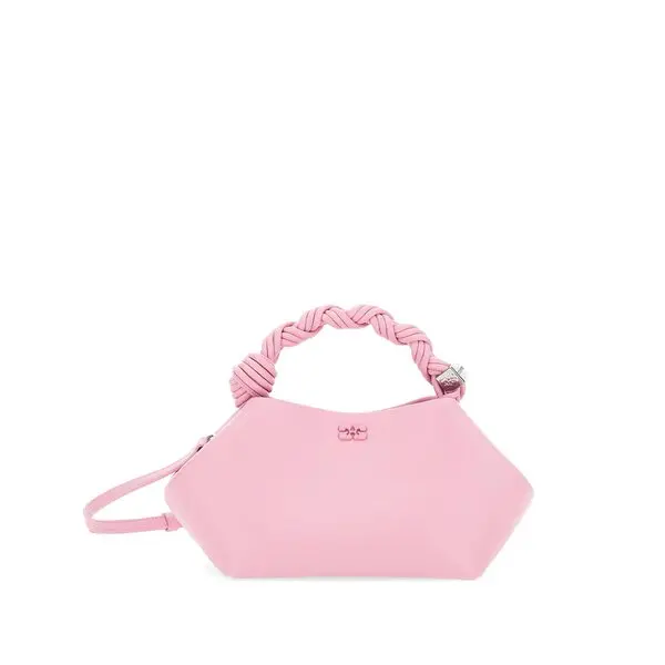 GANNI Recycled Leather Shoulder Bag With Twisted Top Handle - Pink