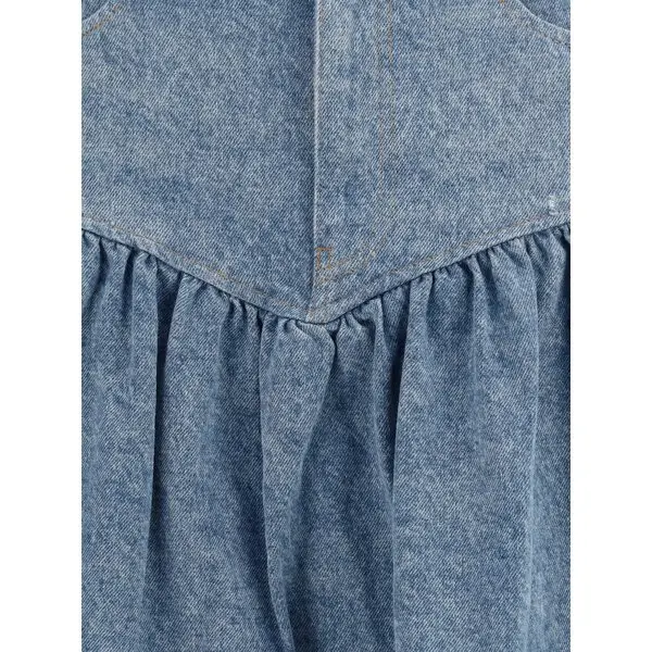 GANNI Pleated Denim Skirt