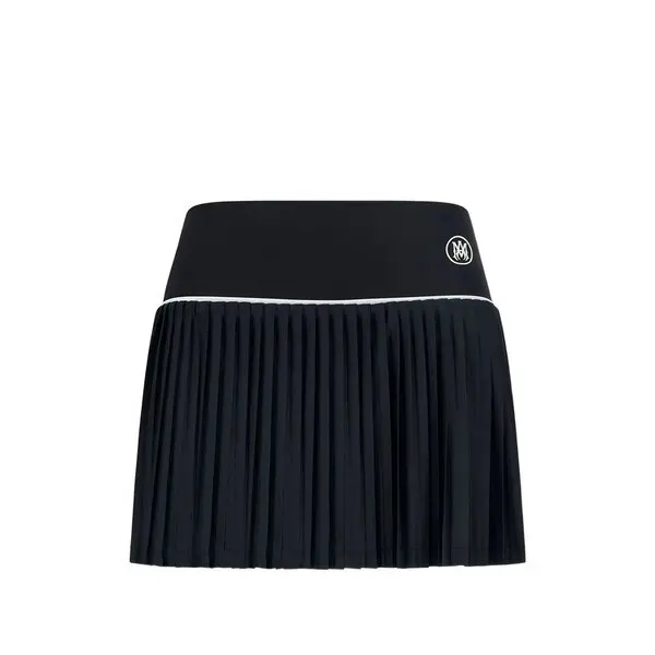 Amiri Pleated Skirt With Contrast Piping And Ma Logo - Black