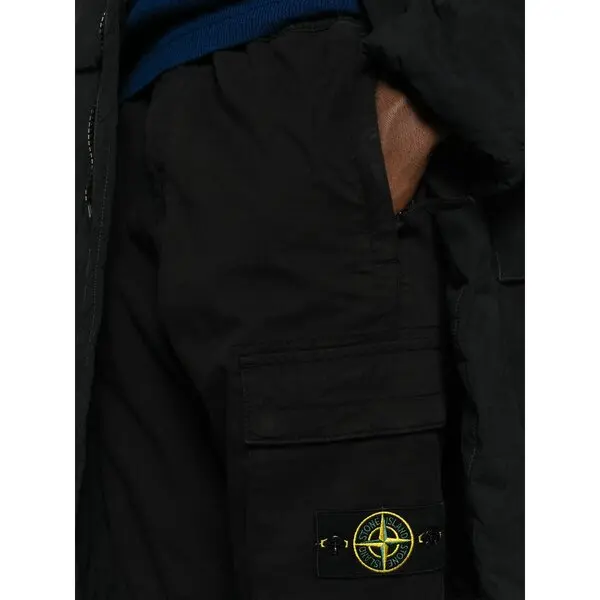 Stone Island Tapered Cargo Trousers - Black