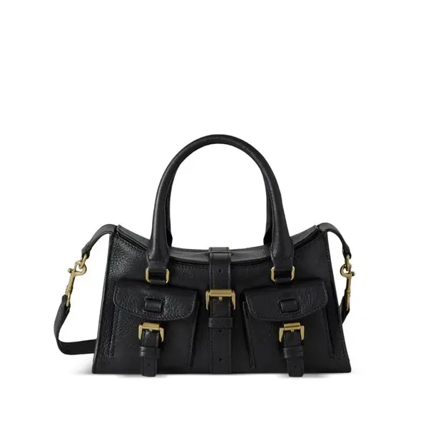 Mulberry Grained Leather Tote Bag With Buckle Fastening - Black