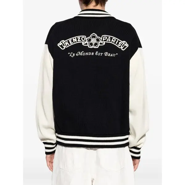 Kenzo Rib-knit Zip-up Sweatshirt With Embroidered Logo - Black