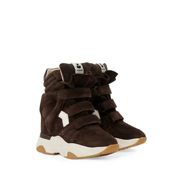 Isabel Marant Étoile Suede High Top Sneakers With Touch-strap Fastening - Brown
