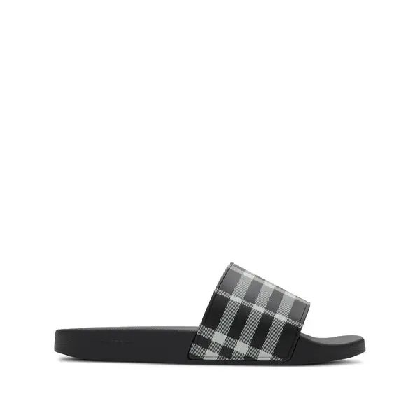 Burberry Checked Slides - Black