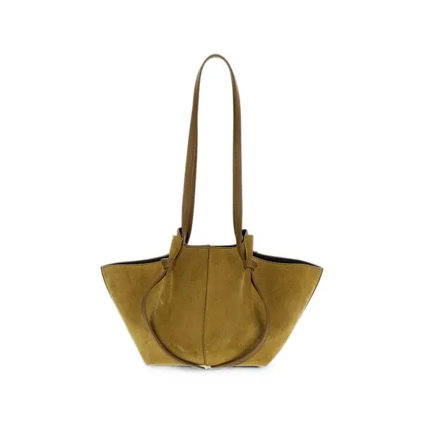 Yuzefi Calf Suede Gathered Detail Shoulder Bag - Brown