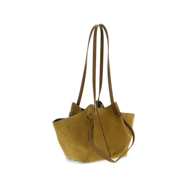 Yuzefi Calf Suede Gathered Detail Shoulder Bag - Brown