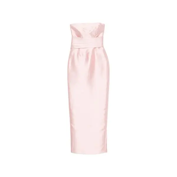 Solace London Strapless Evening Gown With Waist Detail - Pink