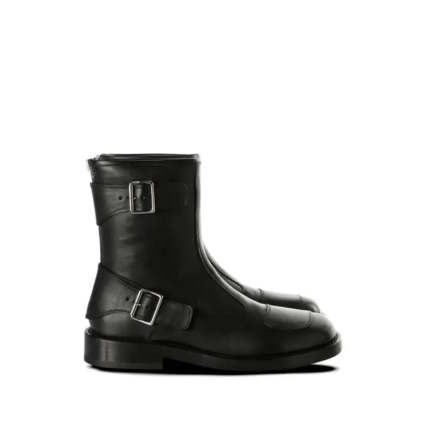 ANN DEMEULEMEESTER Leather Buckled Zip-up Boots - Black