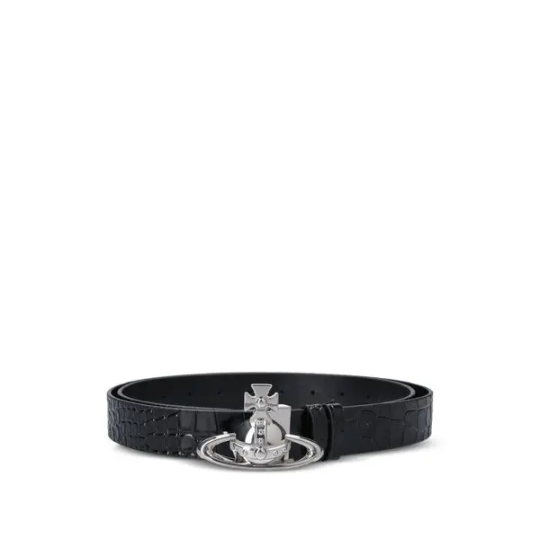 VIVIENNE WESTWOOD Signature Orb Plaque Belt - Black