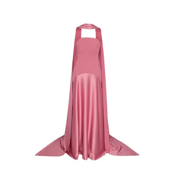 Solace London Strapless Gown With Scarf Detail - Pink