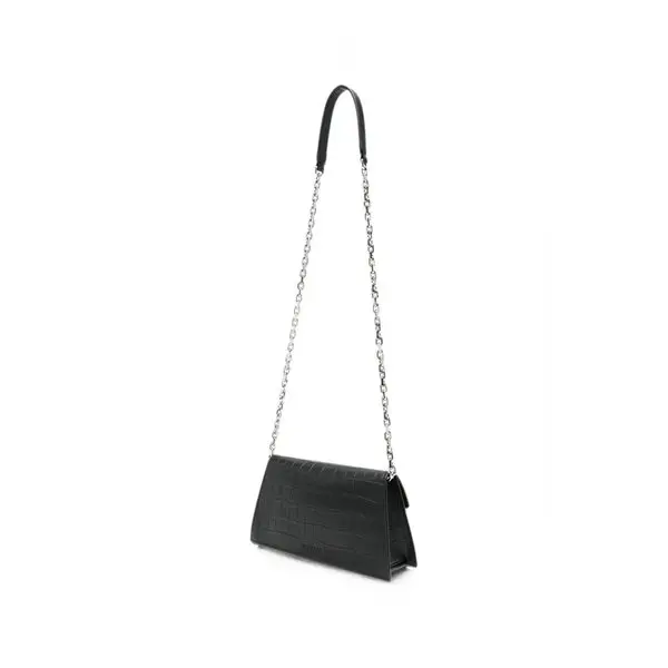 Alexander McQueen Croc Effect Leather Shoulder Bag With Silver-tone Skull Plaque
