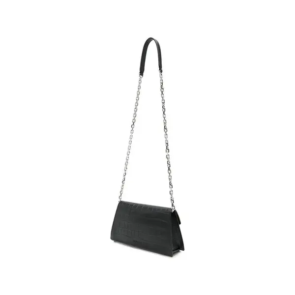 Alexander McQueen Croc Effect Leather Shoulder Bag With Silver-tone Skull Plaque