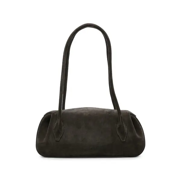 Yuzefi Suede Shoulder Bag With Debossed Logo - Brown