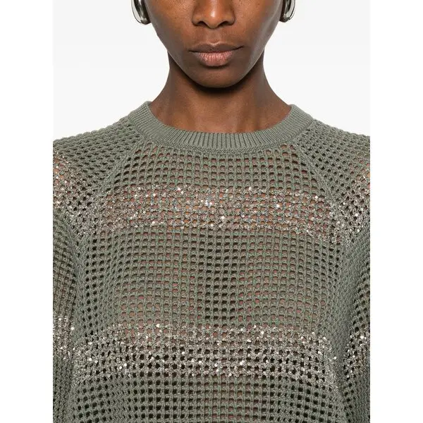 Brunello Cucinelli Open Knit Sequin Embellished Jumper
