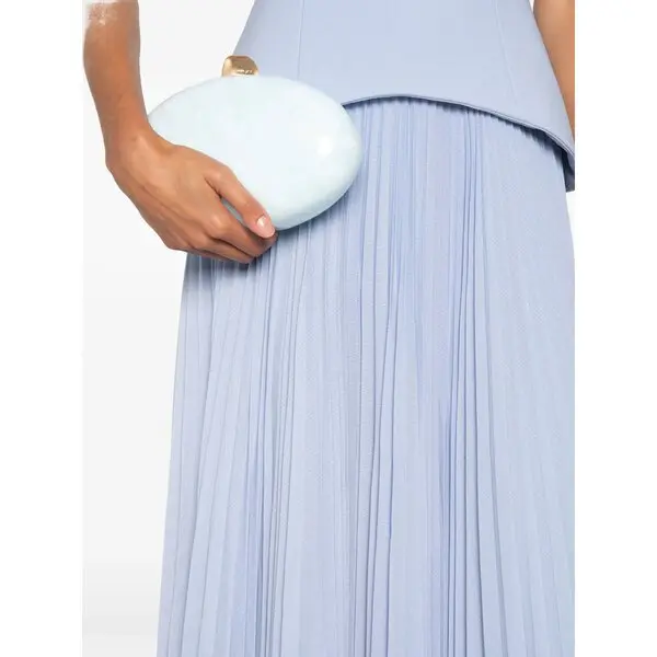 Solace London Strapless Peplum Waist Pleated Maxi Dress - Blue