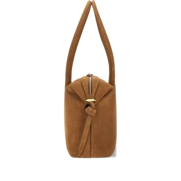 Yuzefi Suede Top-handle Bag With Knot Detail - Brown
