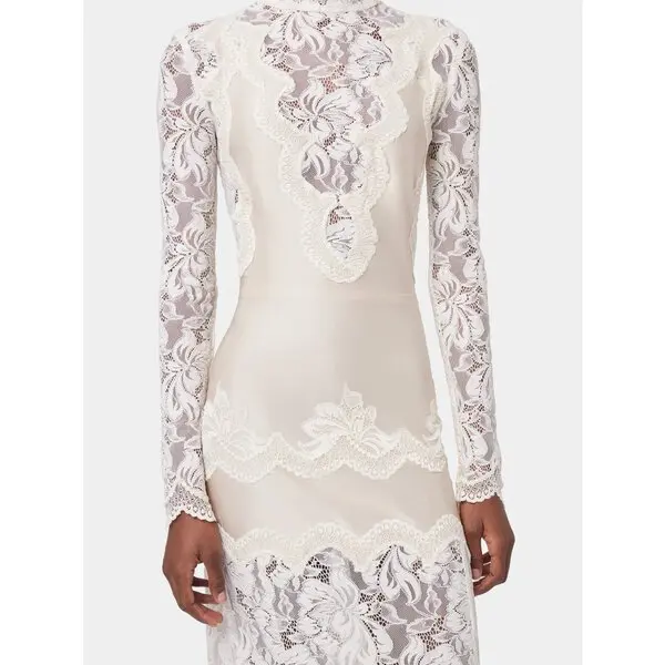 Rabanne High Neck Floral Lace Evening Dress