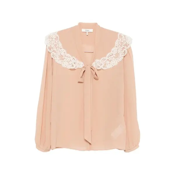 Chloé Silk Lace Detail Blouse - Pink