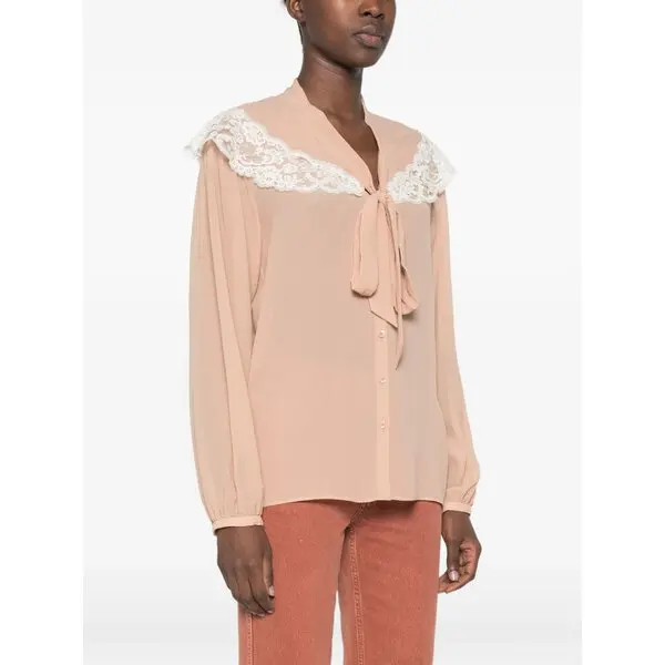 Chloé Silk Lace Detail Blouse - Pink