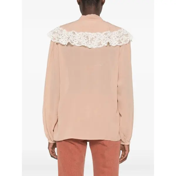 Chloé Silk Lace Detail Blouse - Pink
