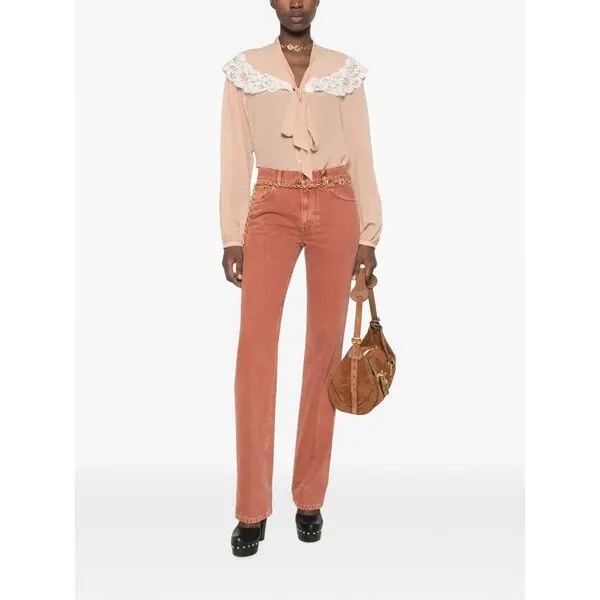 Chloé Silk Lace Detail Blouse - Pink