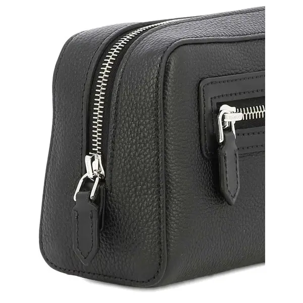 TOM FORD Textured Leather Wash Bag - Black