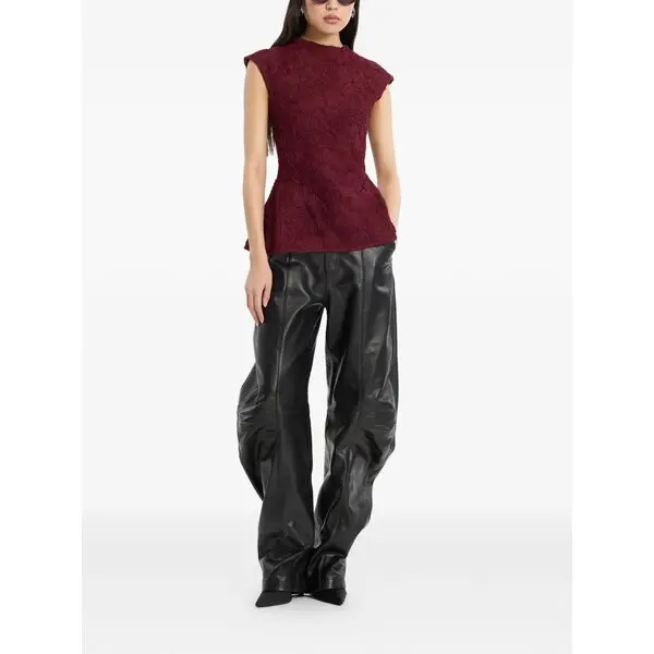 ROTATE BY BIRGER CHRISTENSEN Leather High-waisted Trousers