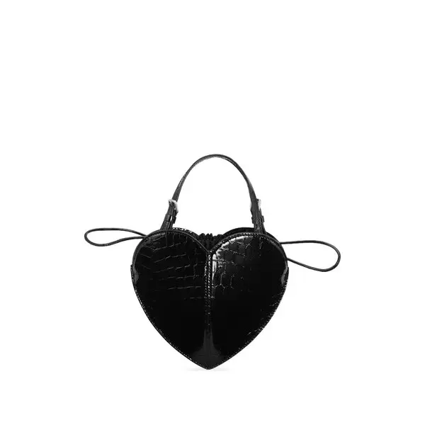 ROTATE BY BIRGER CHRISTENSEN Heart Shape Tote Bag With Crocodile Effect - Black