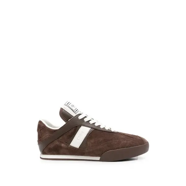 Chloé Suede Paneled Round Toe Lace-up Trainers - Brown