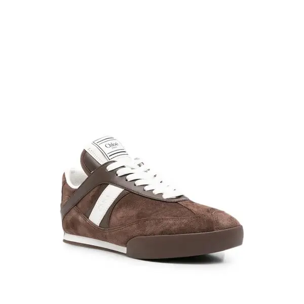 Chloé Suede Paneled Round Toe Lace-up Trainers