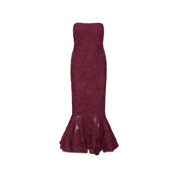 ROTATE BY BIRGER CHRISTENSEN Strapless Floral Design Maxi Dress - Red