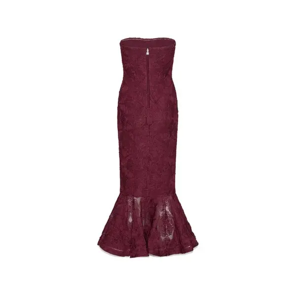 ROTATE BY BIRGER CHRISTENSEN Strapless Floral Design Maxi Dress - Red