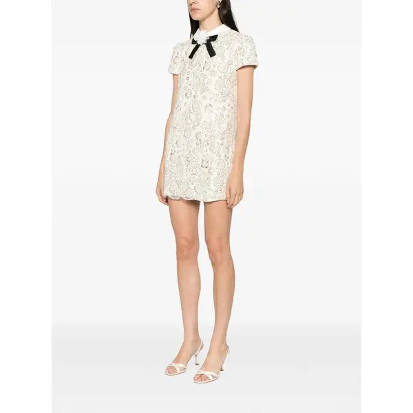 SELF-PORTRAIT Sequin Embellished Short Sleeve Dress