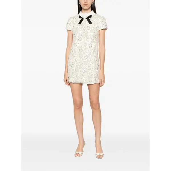 SELF-PORTRAIT Sequin Embellished Short Sleeve Dress