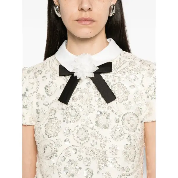 SELF-PORTRAIT Sequin Embellished Short Sleeve Dress