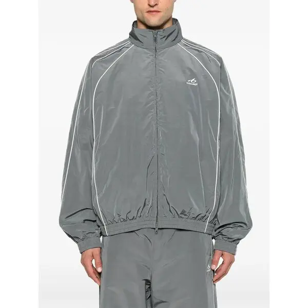 Balenciaga Grey Cotton And Polyamide Zip-up Jacket - Gray
