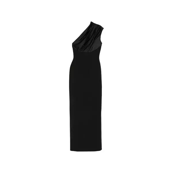 Solace London One-shoulder Draped Evening Dress - Black