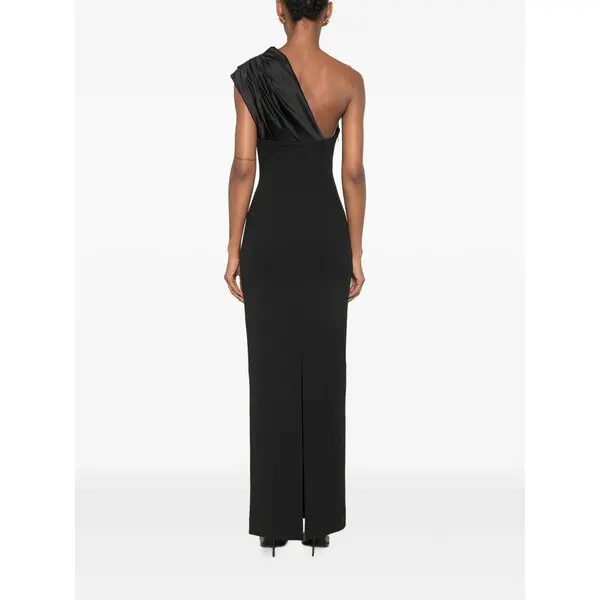 Solace London One-shoulder Draped Evening Dress - Black