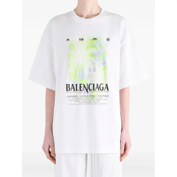 Balenciaga Palm Tree Print Cotton T-shirt