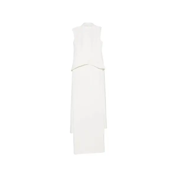 Solace London High Neck Sleeveless Peplum Draped Evening Dress - White