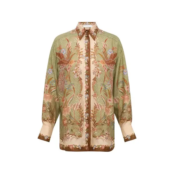 Zimmermann Floral Print Silk Shirt - Green