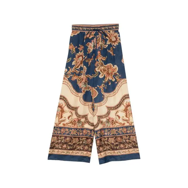 Zimmermann Floral Print Silk Palazzo Pants - Blue