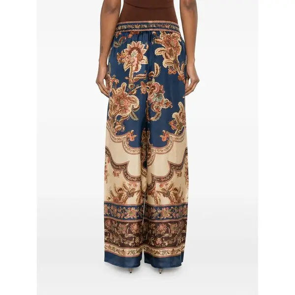 Zimmermann Floral Print Silk Palazzo Pants - Blue