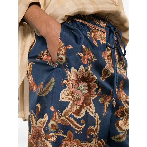 Zimmermann Floral Print Silk Palazzo Pants - Blue