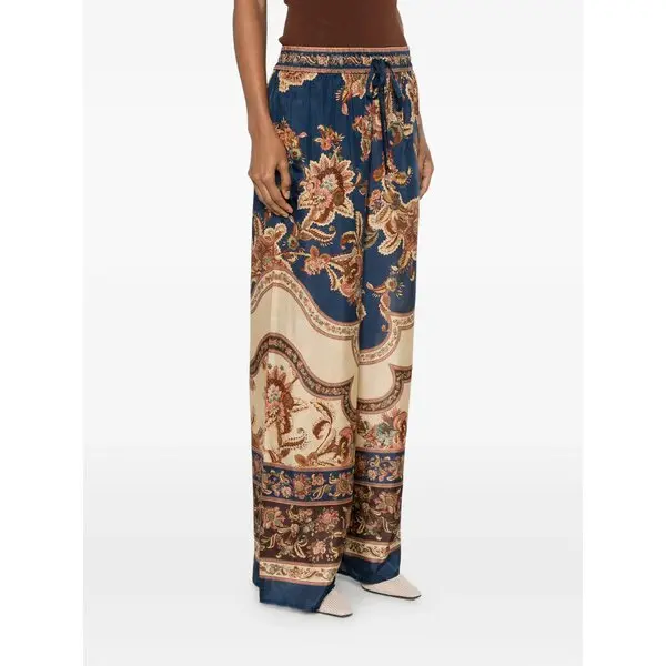 Zimmermann Floral Print Silk Palazzo Pants - Blue