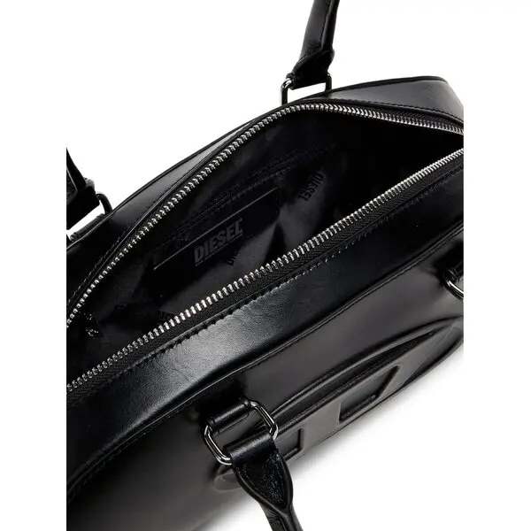 DIESEL® Leather Embossed Logo Shoulder Bag - Black