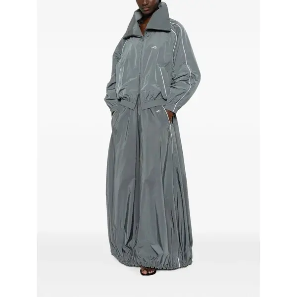 Balenciaga Grey Oversized Zip-up Jacket With Piping Detail - Gray